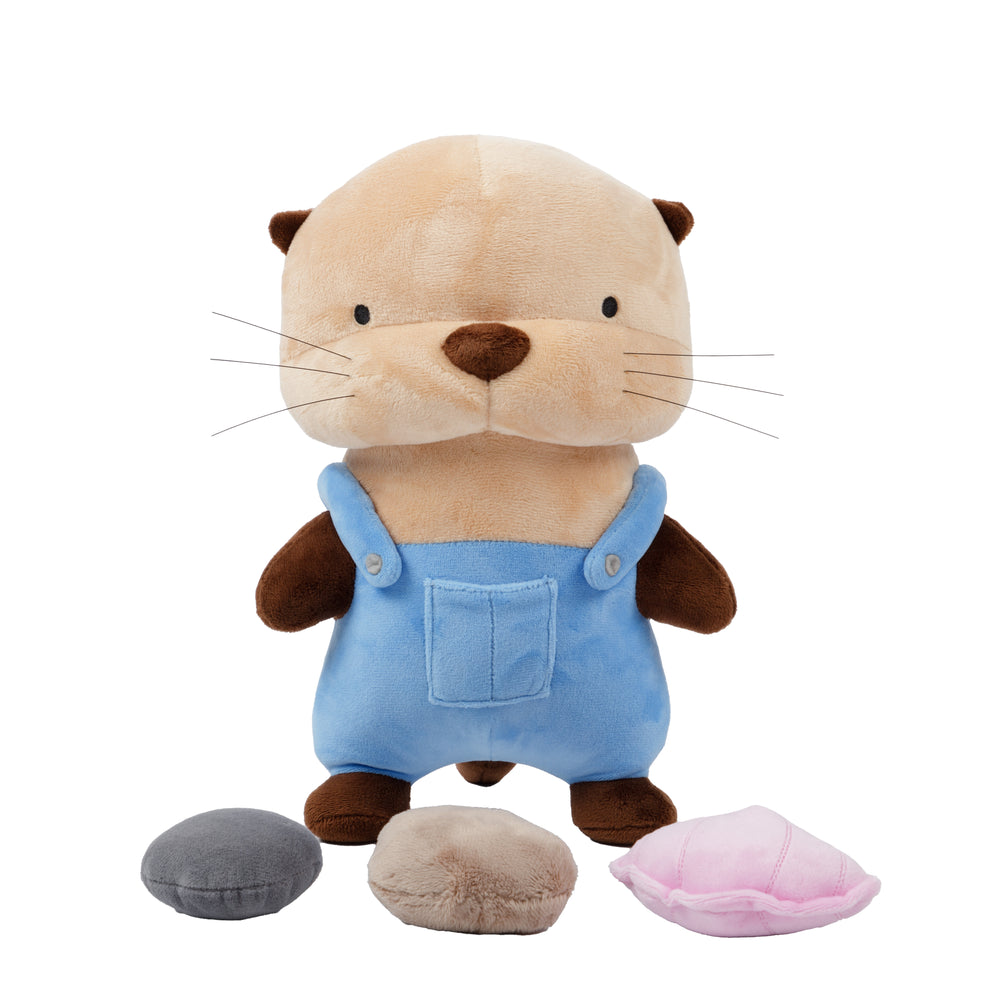 Kevin the Otter Plush with Magnetic Rocks & Seashell – Natural Habitat