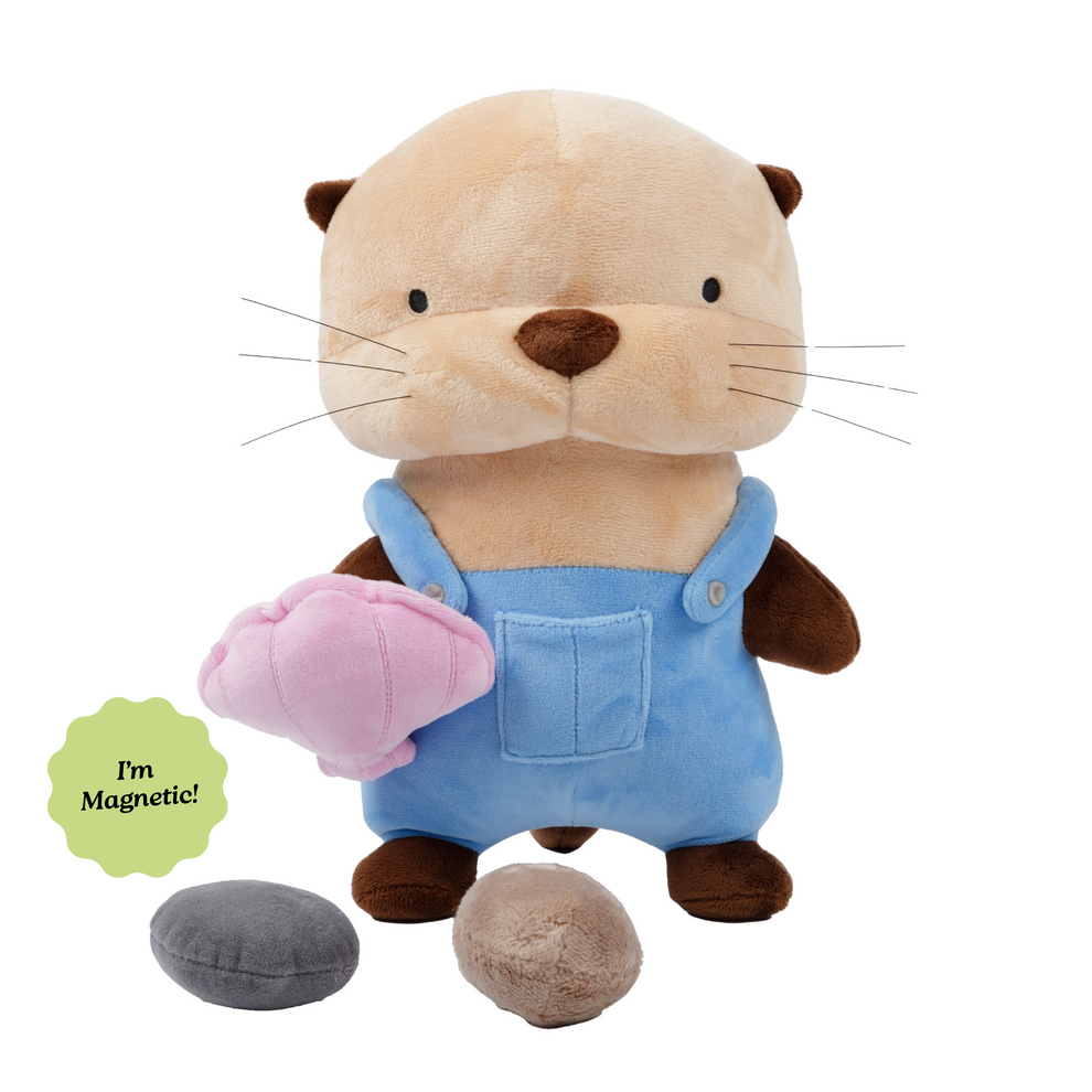 Kevin the Otter Plush with Magnetic Rocks & Seashell – Natural Habitat